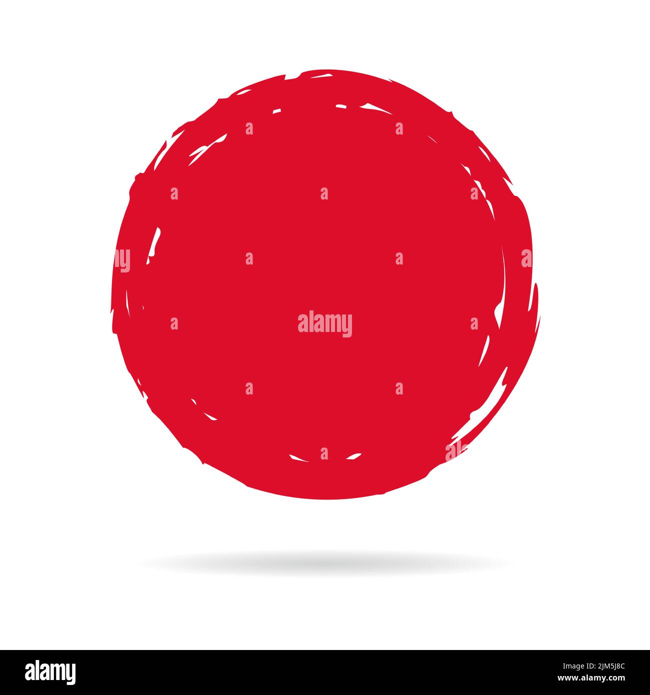 Hand painted grunge circle. Red round blob hand drawn with ink brush ...