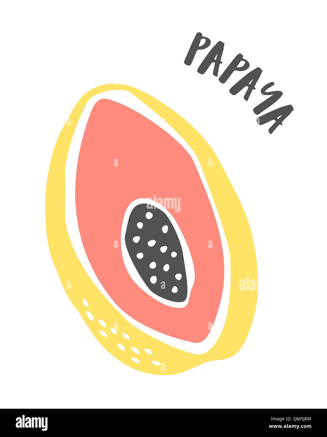 Papaya drawing hand painted with ink brush isolated on white background ...
