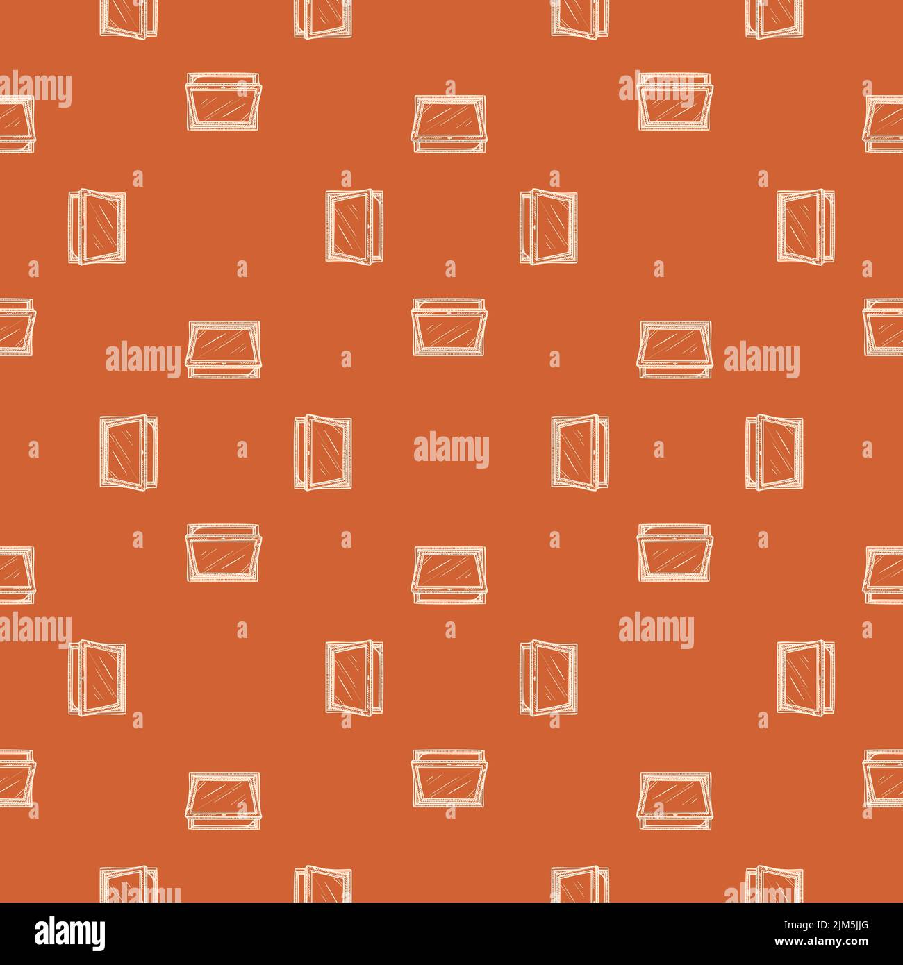 Opened window lean forward seamless pattern. Retro element inside wall ...