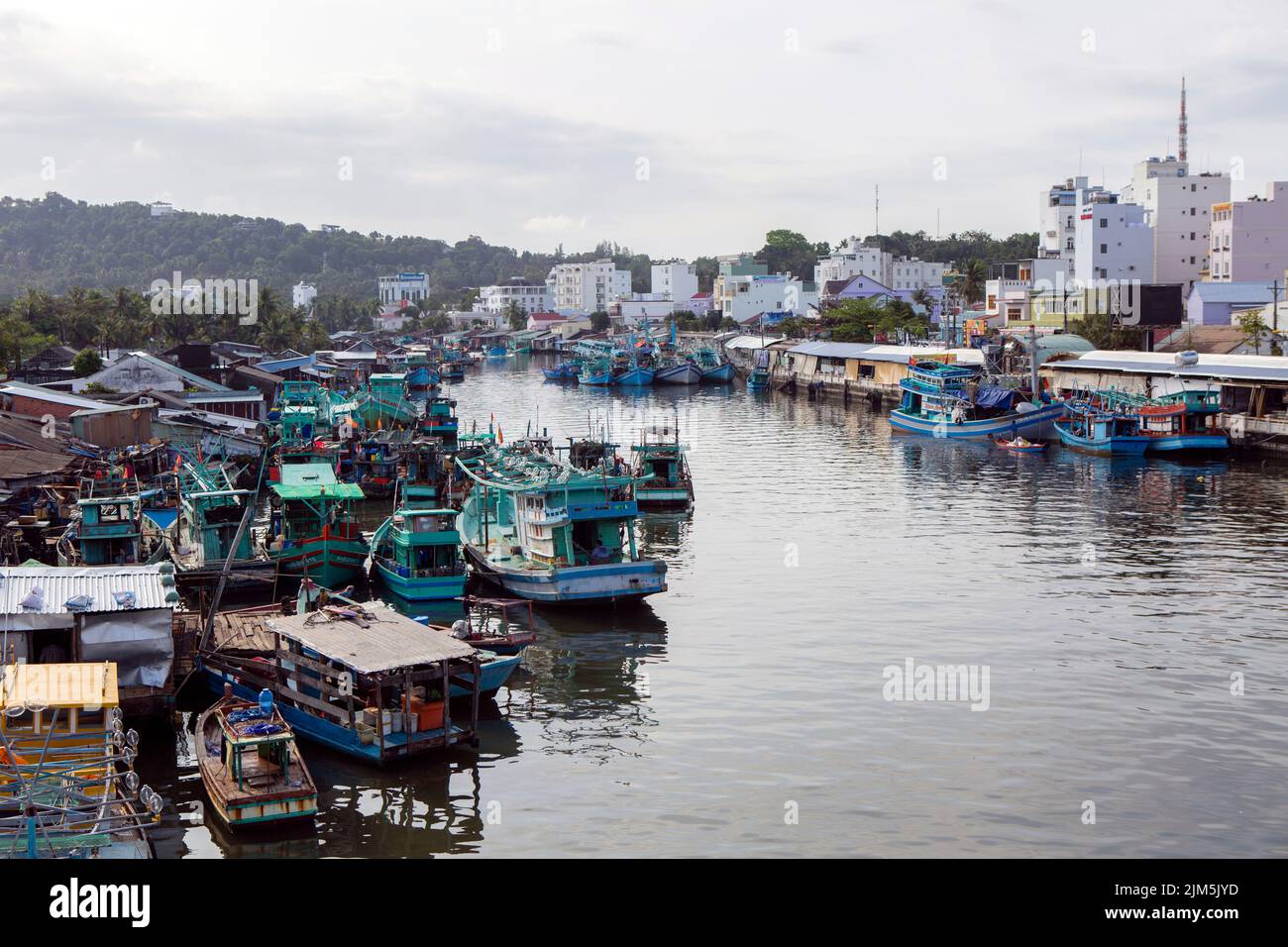 Phu Quoc, Vietnam - January 25, 2018: Vietnamese fishing boats on the ...