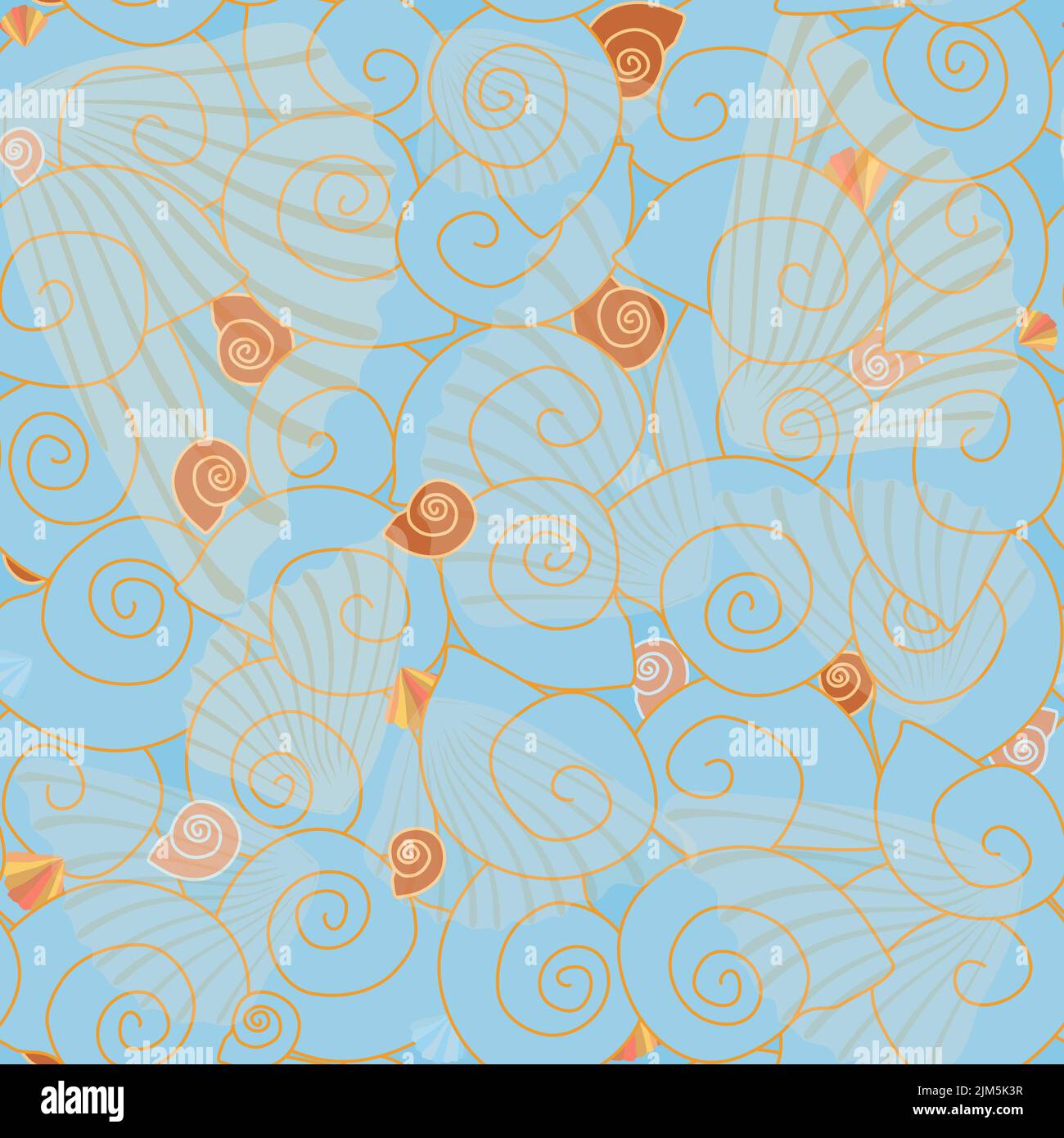 a pattern without a background of solid orange and blue shells Stock ...