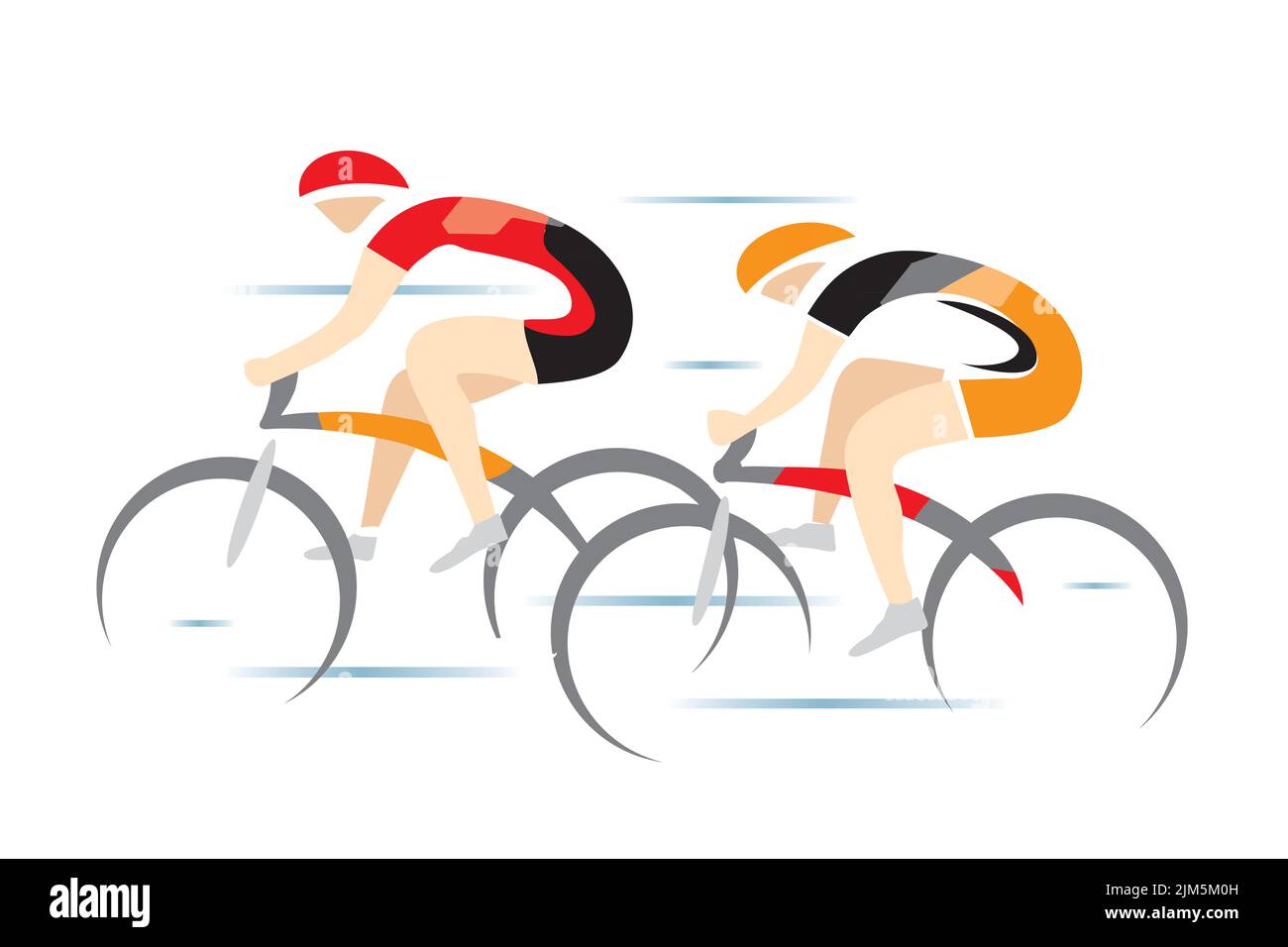 Two sport road cyclists, full speed. Two racing cyclists. Colorful ...