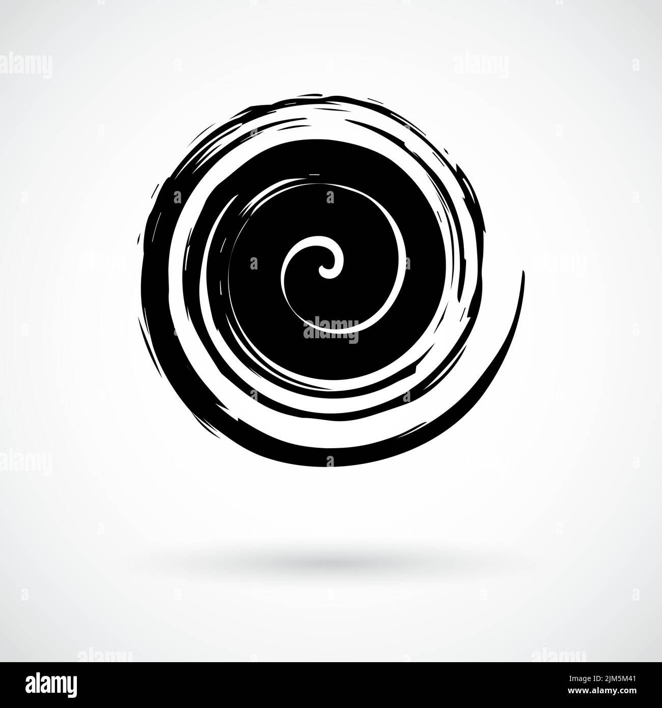 Whimsical spiral symbol. Hand painted with ink watercolor brush. Modern ...