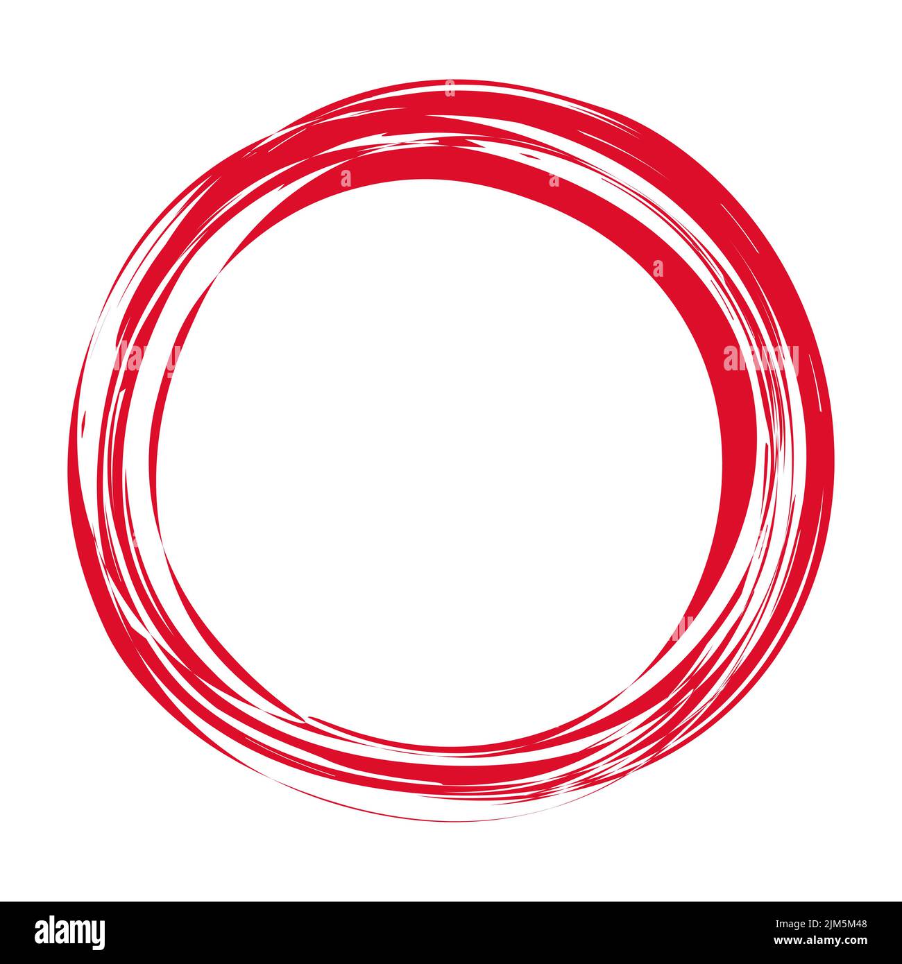 Hand painted grunge circle. Red round blob hand drawn with ink brush ...