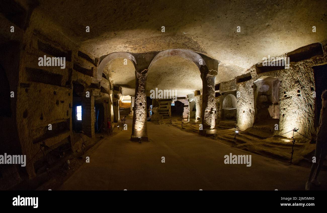 Naples Italy 13 April 2022 Catacombs of San Gennaro in Naples, Italy ...