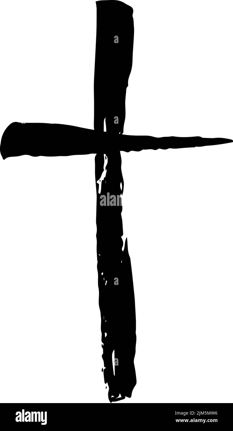 Handdrawn christian cross symbol, hand painted with ink brush. Vector ...