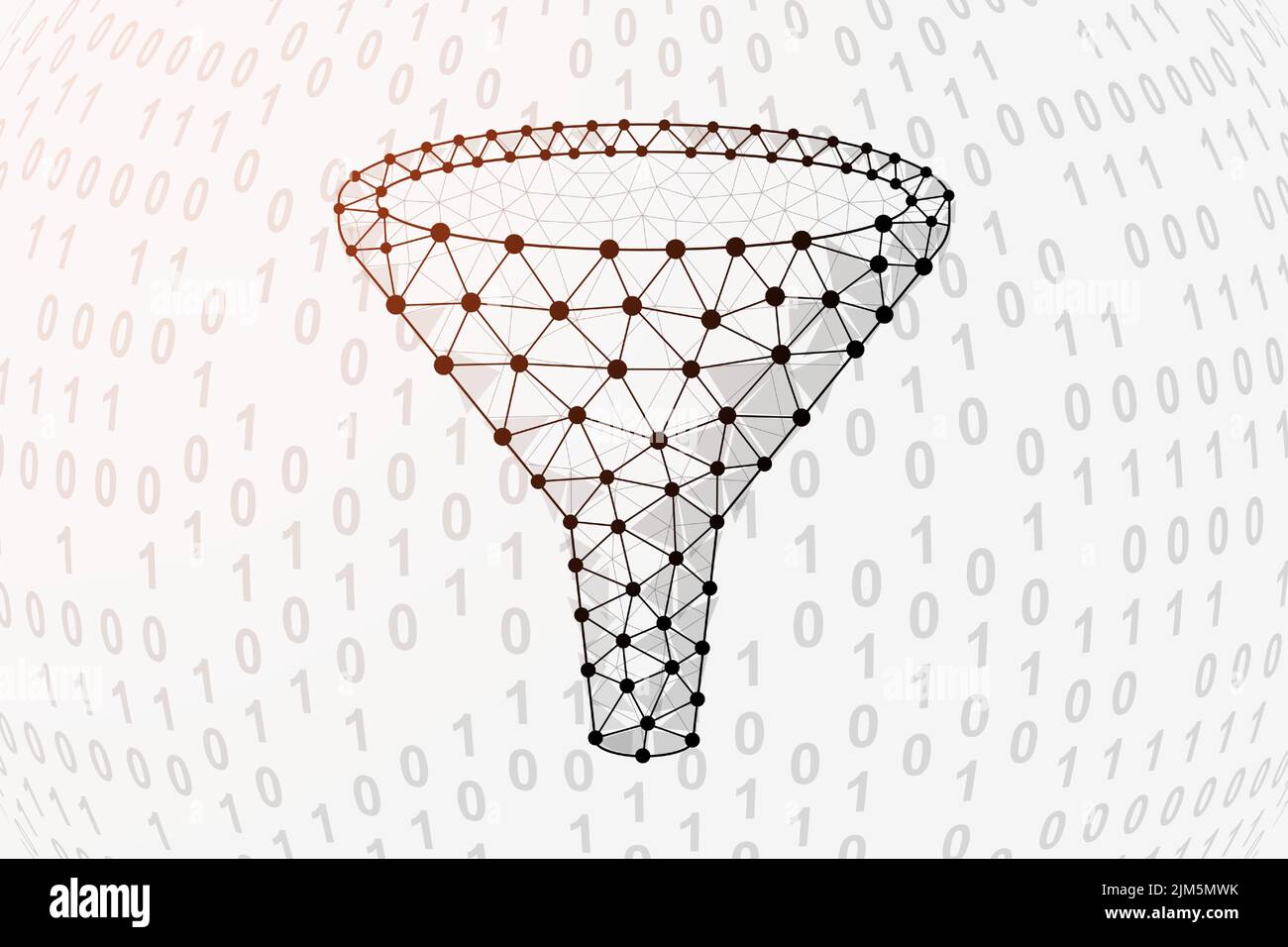 Funnel 3d low poly symbol with binary code background. Data filter ... Funnel 3d low poly symbol with binary code background. Data filter ...