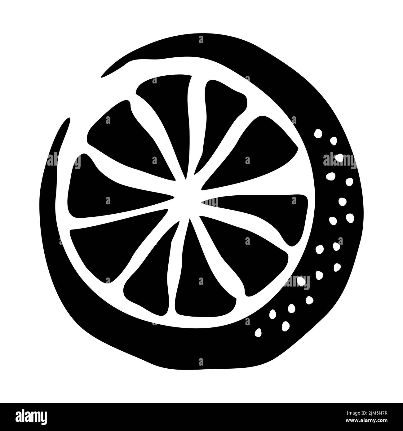 Grapefruit drawing hand painted with ink brush isolated on white ...