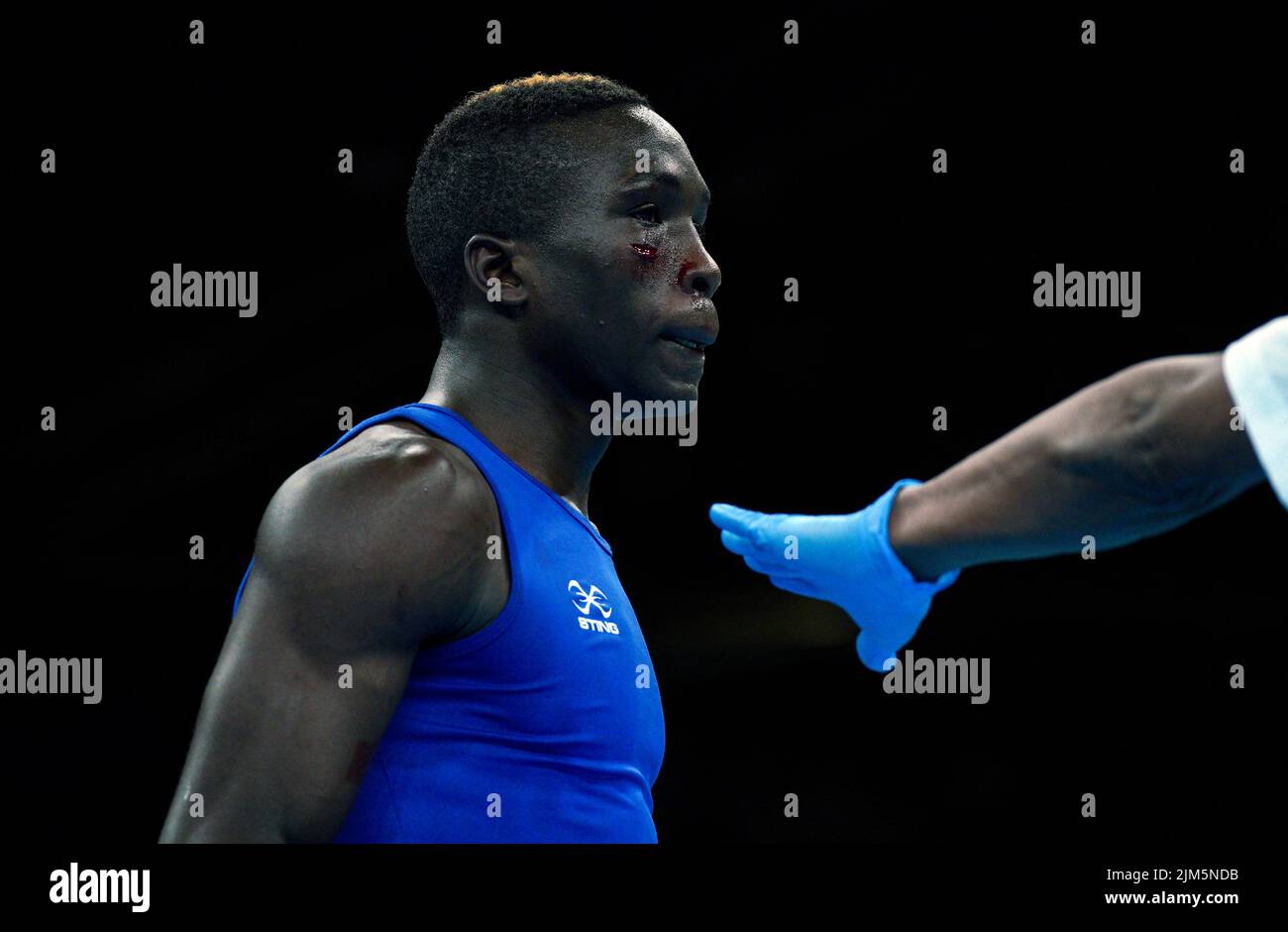 Uganda's Isaac Owen Kibira during the bout against Zambia's Stephen ...