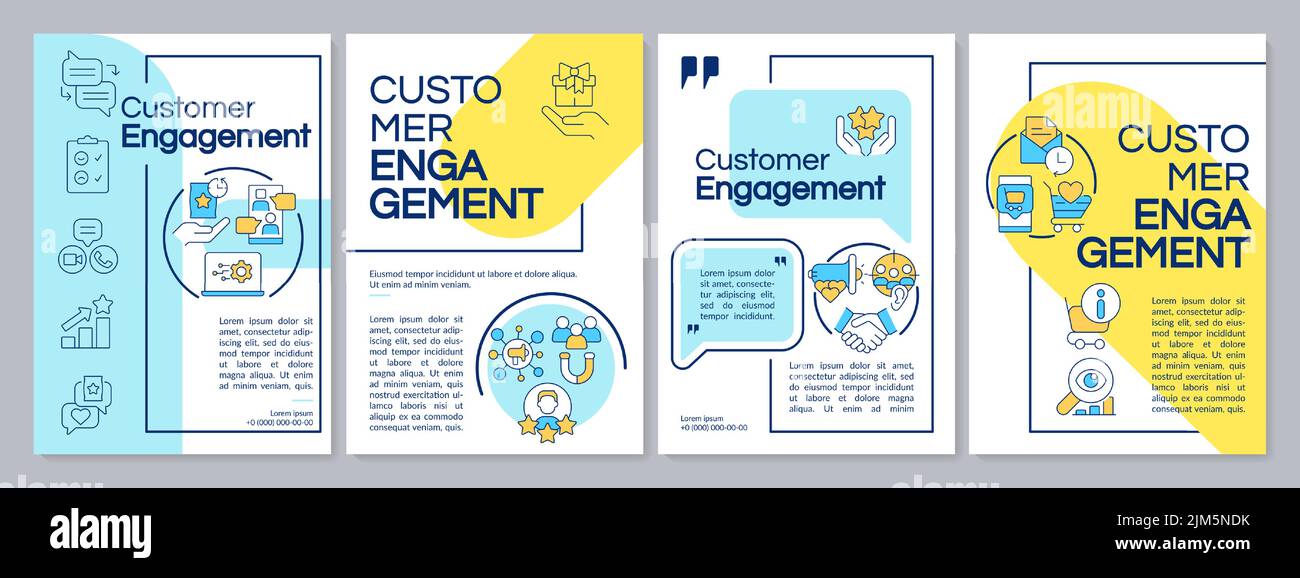 Customer engagement blue and yellow brochure template Stock Vector ...