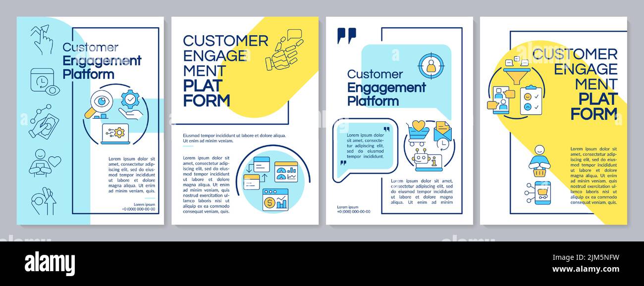 Customer engagement platform blue and yellow brochure template Stock ...
