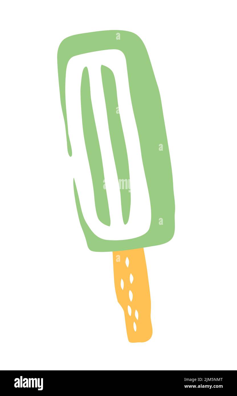 Ice lolly popsicle drawing hand painted with ink brush isolated on ...