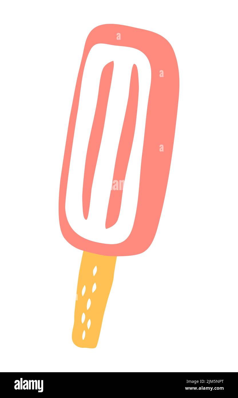 Ice lolly popsicle drawing hand painted with ink brush isolated on ...