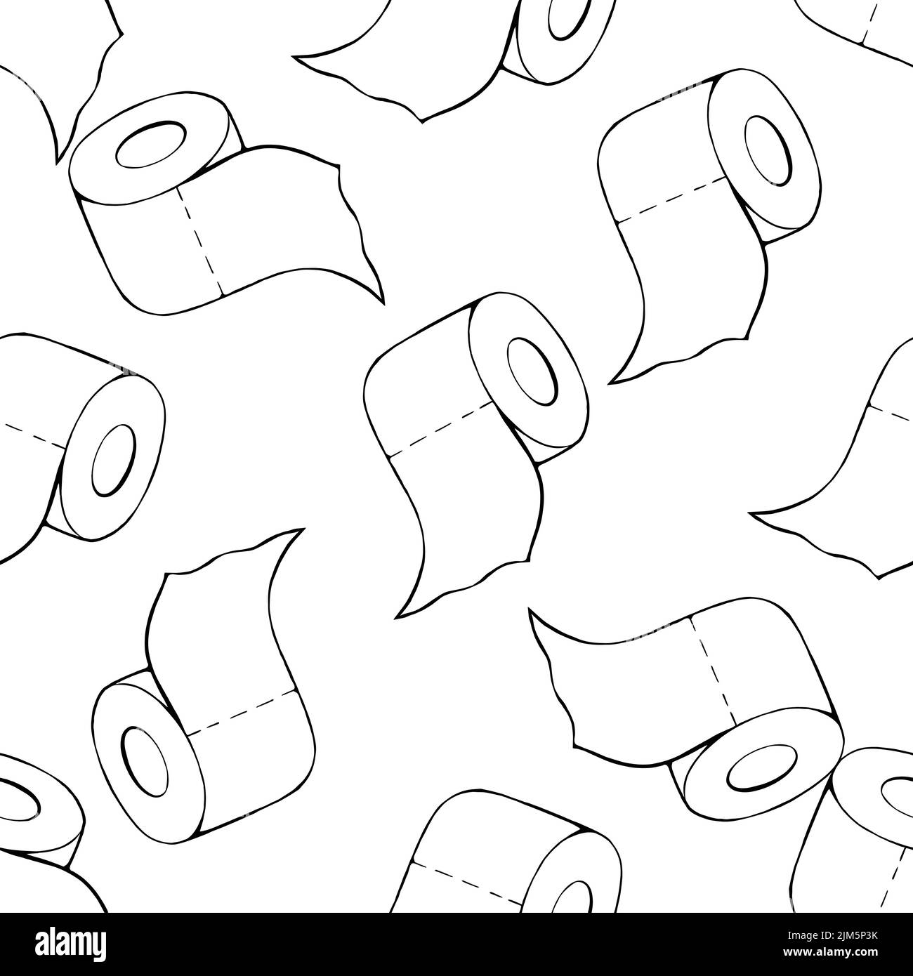 Toilet Paper Seamless Pattern Vector Flat Illustration Stock Vector