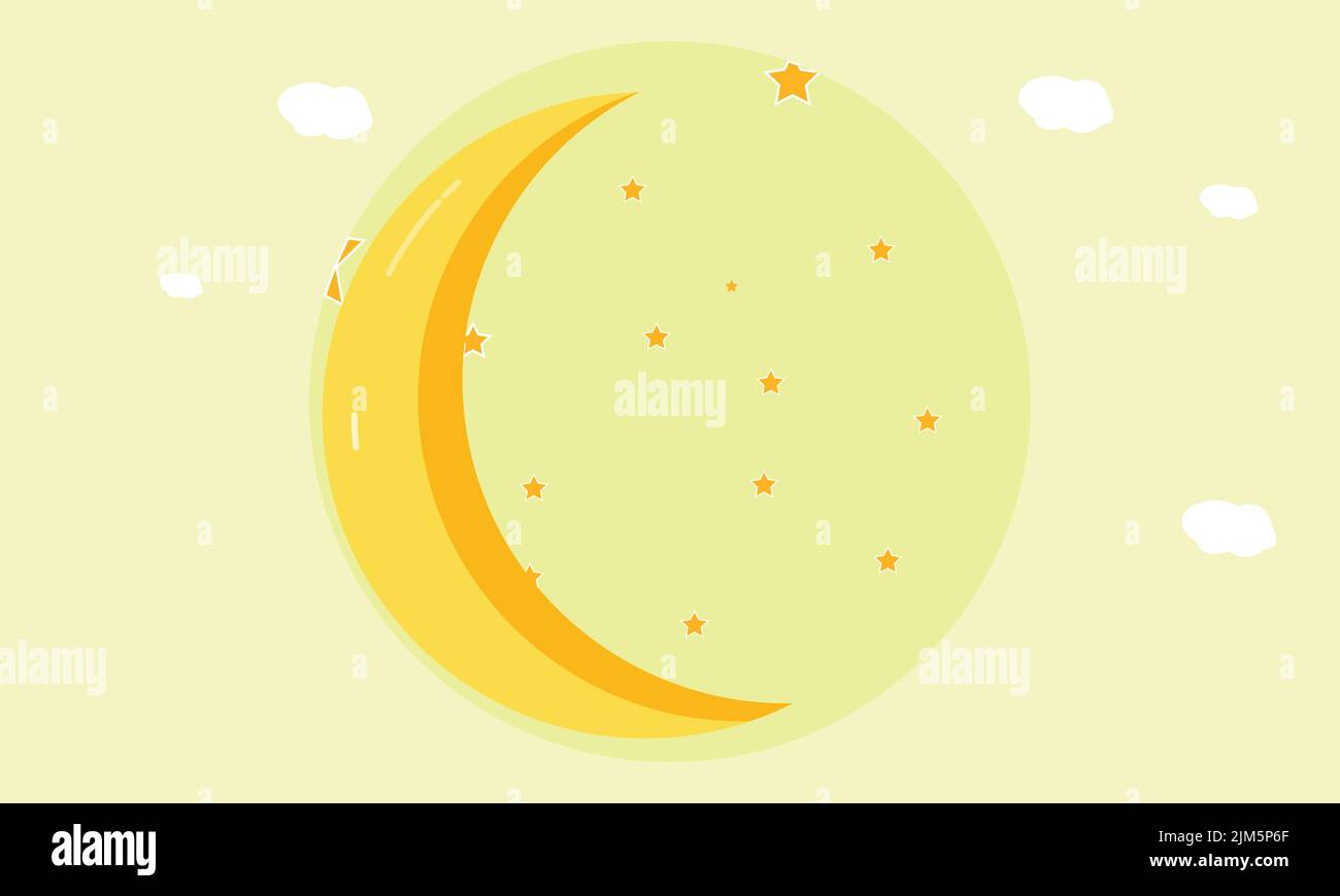 A yellow crescent and star icon. vector illustration Stock Vector Image ...