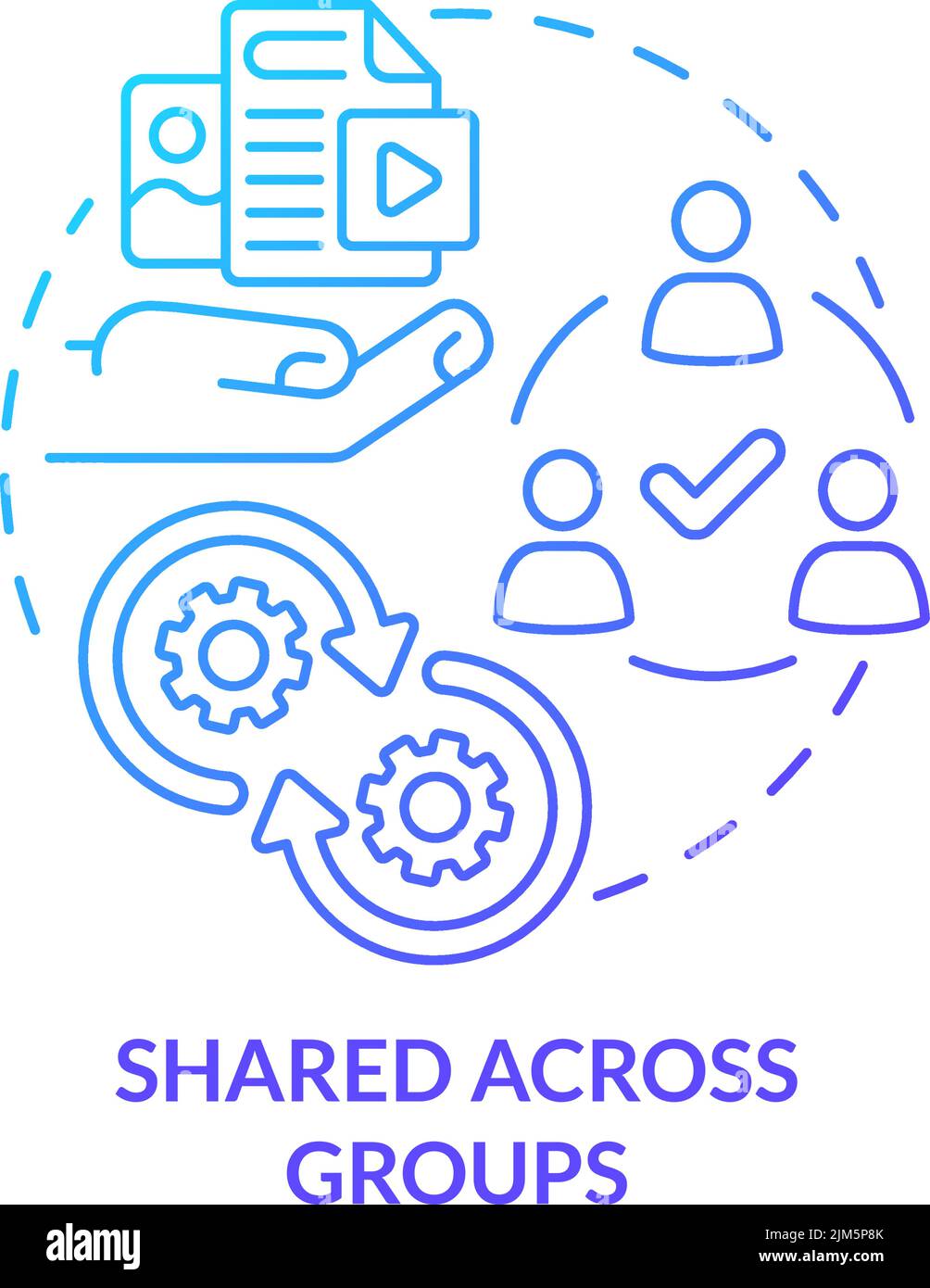 Shared across groups blue gradient concept icon Stock Vector Image ...