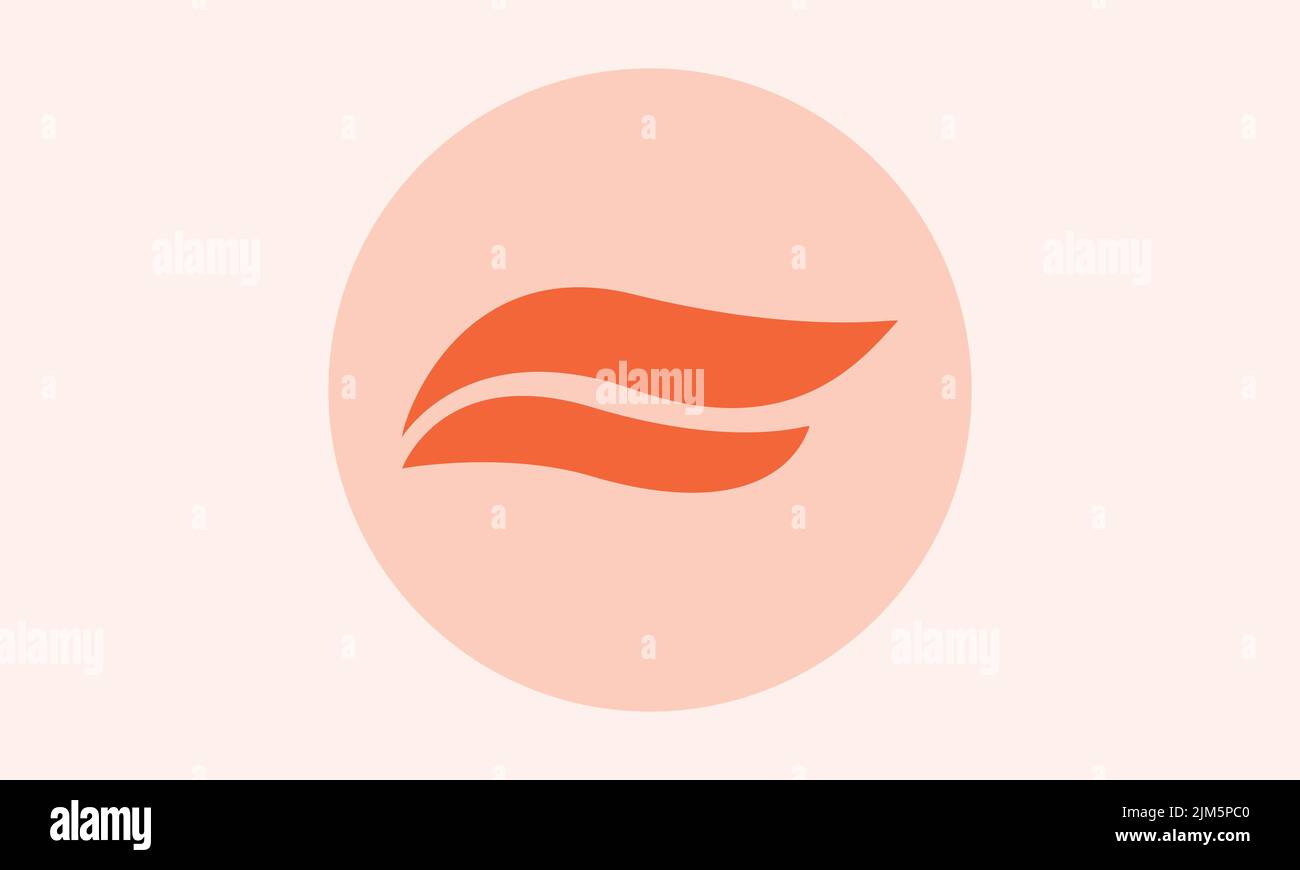 A vector illustration of a round orange logo with two parallel lines ...