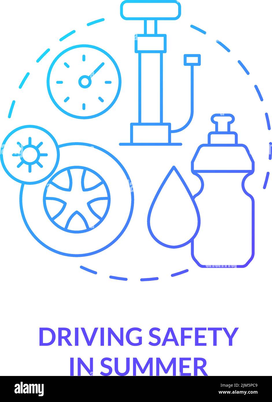 Driving safety in summer blue gradient concept icon Stock Vector Image ...