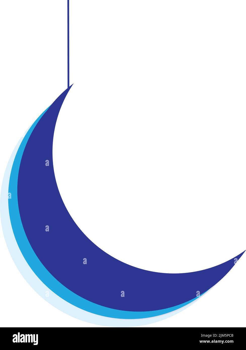 A vector illustration of a blue crescent on a white background Stock ...