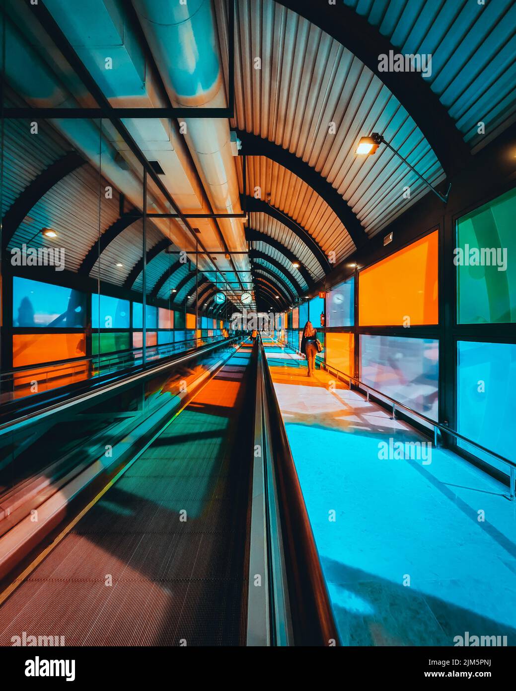 Inside a subway station with colorful glass Stock Photo - Alamy