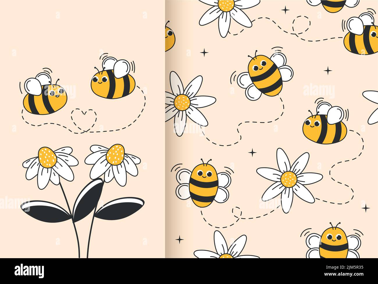 Cute bee seamless pattern Stock Vector Image & Art - Alamy