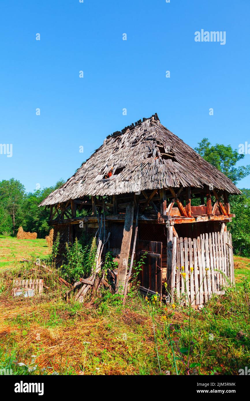 Abandoned Old Shack in Village . Wooden hut at countryside Stock Photo ...
