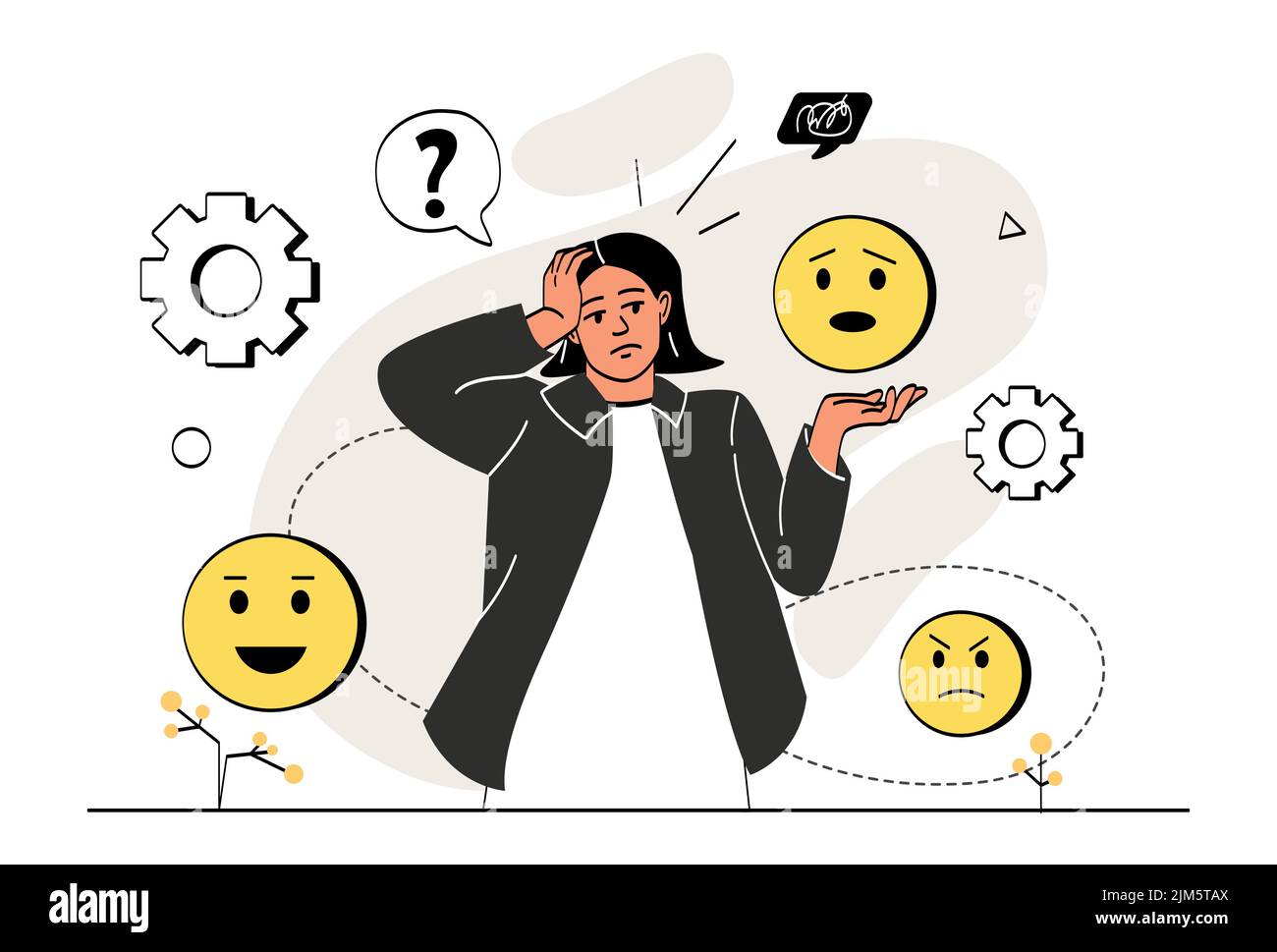 Woman fear mood character Cut Out Stock Images & Pictures - Alamy