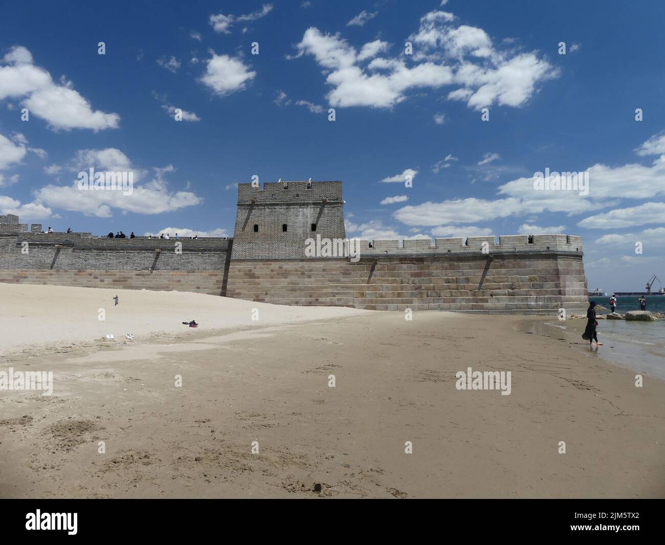 The famous Great Wall of China's end on the coast of China Stock Photo ...