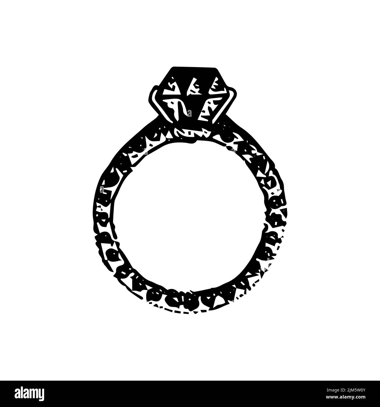 Ring Diamond Dotwork. Vector Illustration of Hand Drawn Objects Stock ...