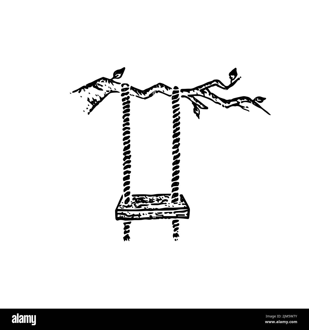 Swing Tree Branch Dotwork. Vector Illustration of Hand Drawn Objects ...