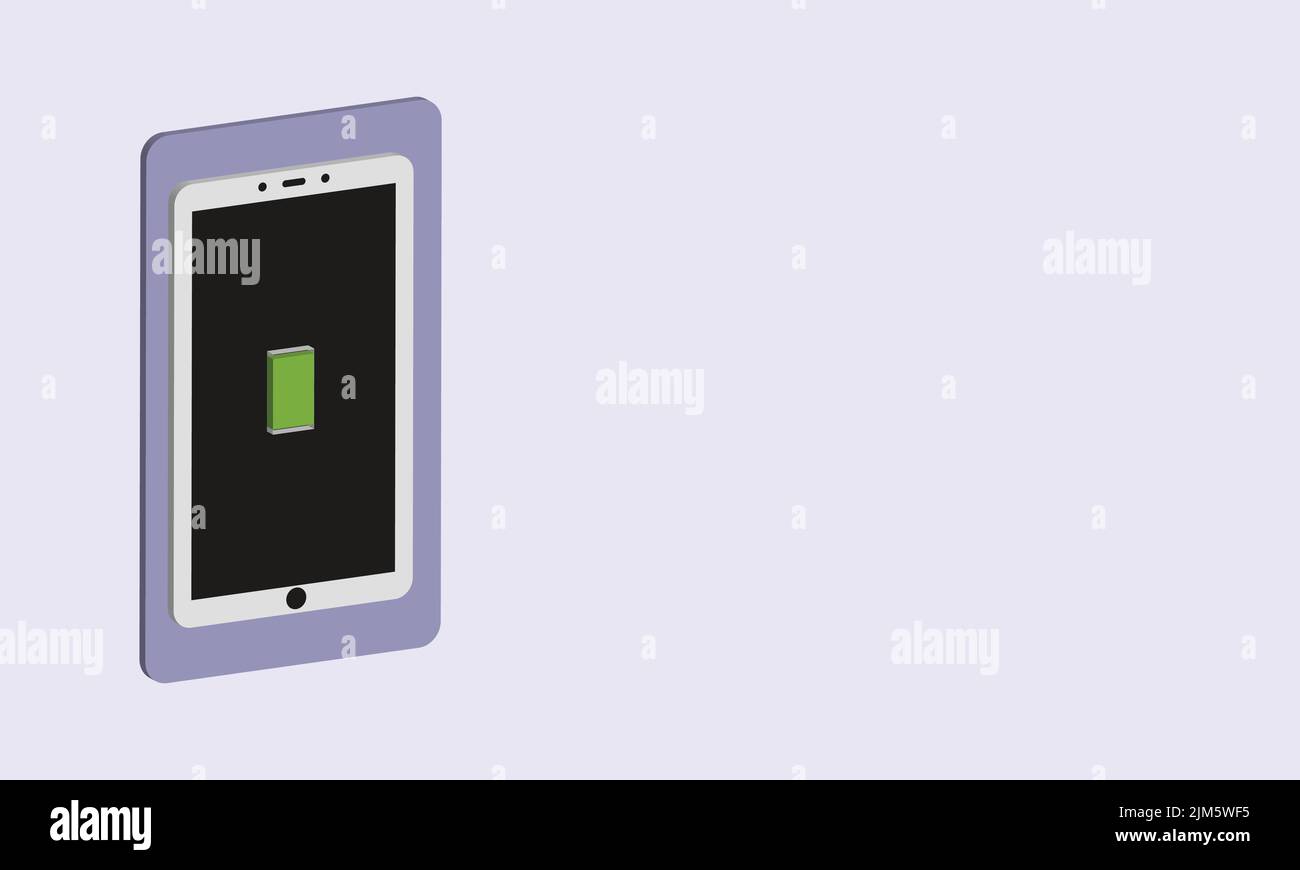 A charged tablet battery. Isolated gadget on a white background. vector ...