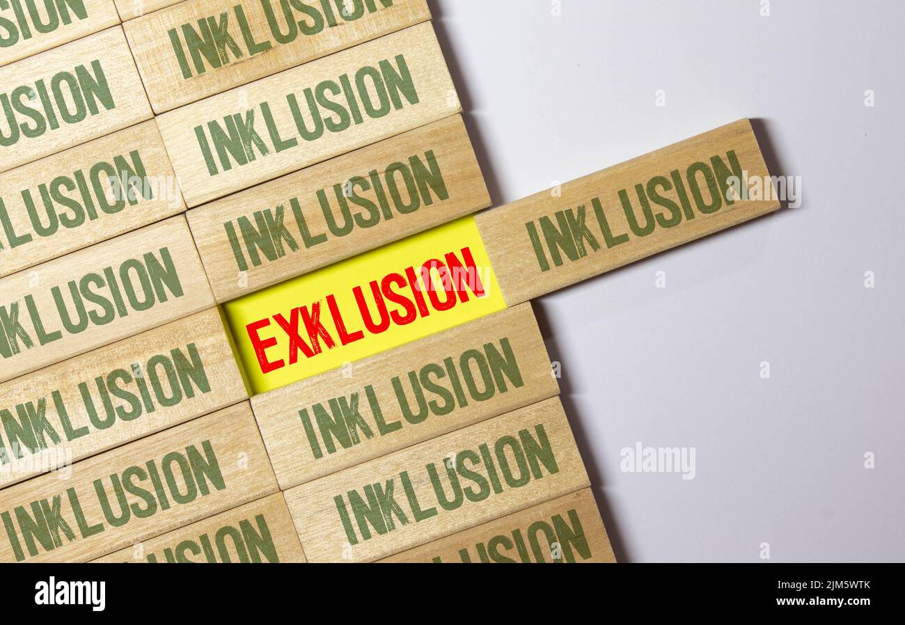 Cubes, dice or blocks with the german words for inclusion and exclusion ...