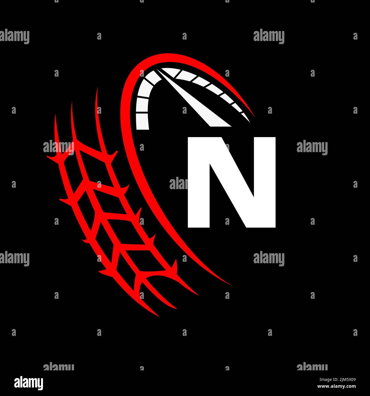 Car Automotive Logo On Letter N Speed Concept. Sport Car Template For ...