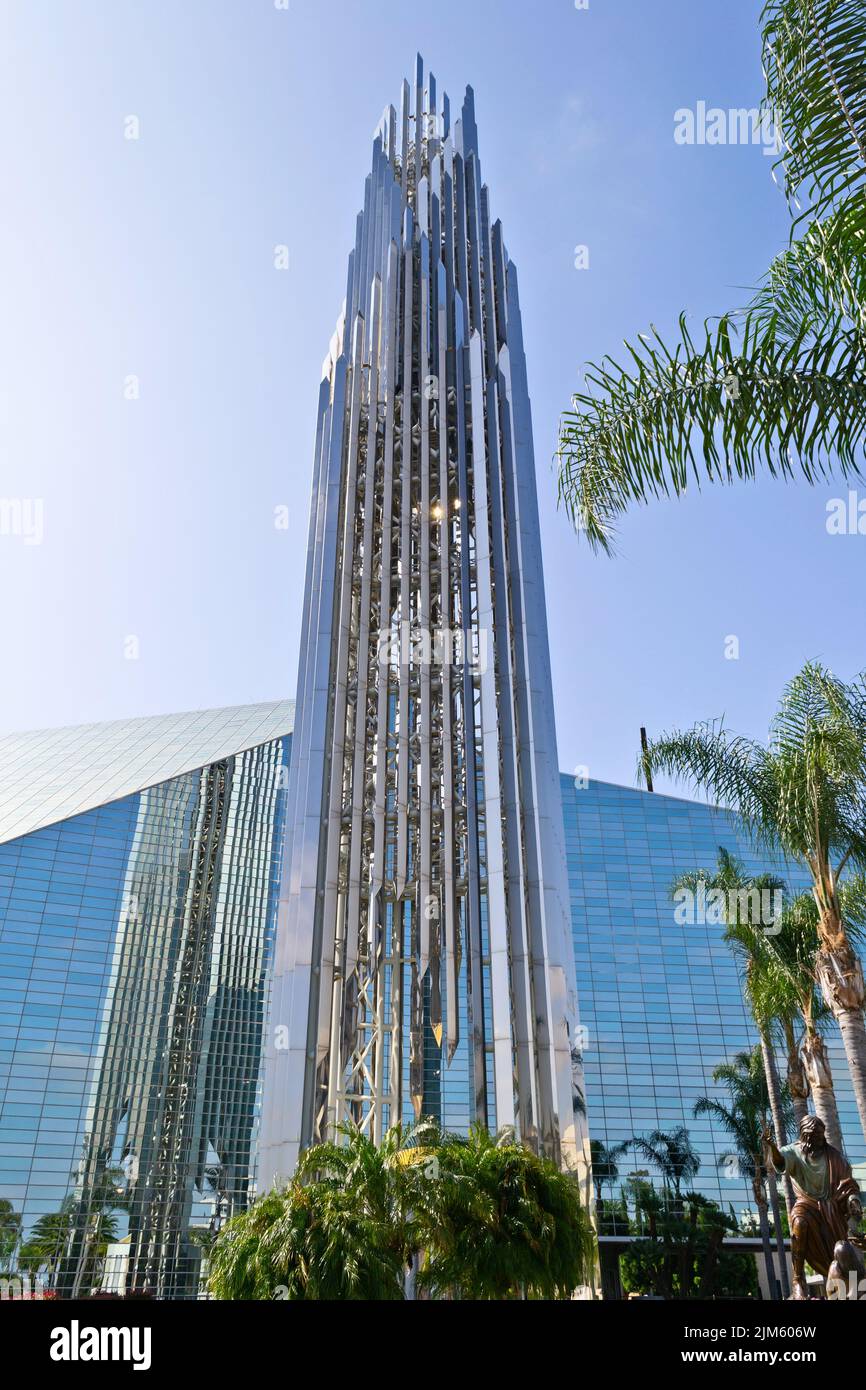 Crystal Cathedral Tower is a church building in California, USA Stock ...