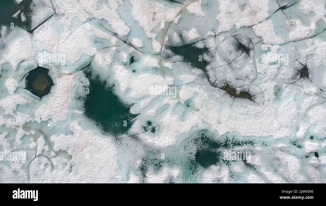 An aerial view of the frozen lake Stock Photo - Alamy