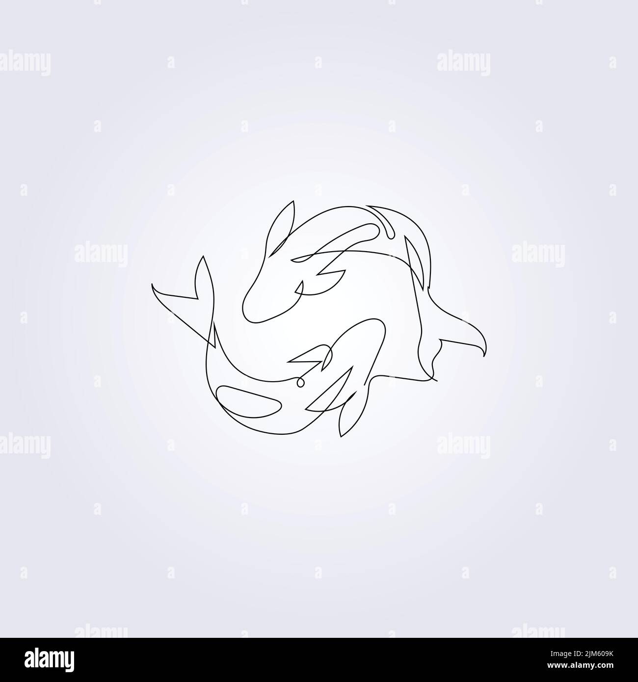 A vector of floating linear fishes isolated in gray background Stock ...