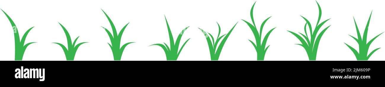A line of grass illustrations isolated on a white background Stock ...
