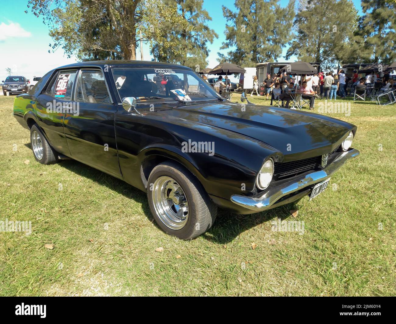 Old black Ford Maverick four door sedan 1971 - 1977 parked in the ...