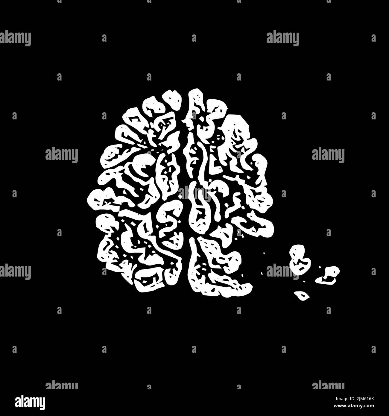 Human Brain Black Dotwork. Vector Illustration of Hand Drawn Objects ...