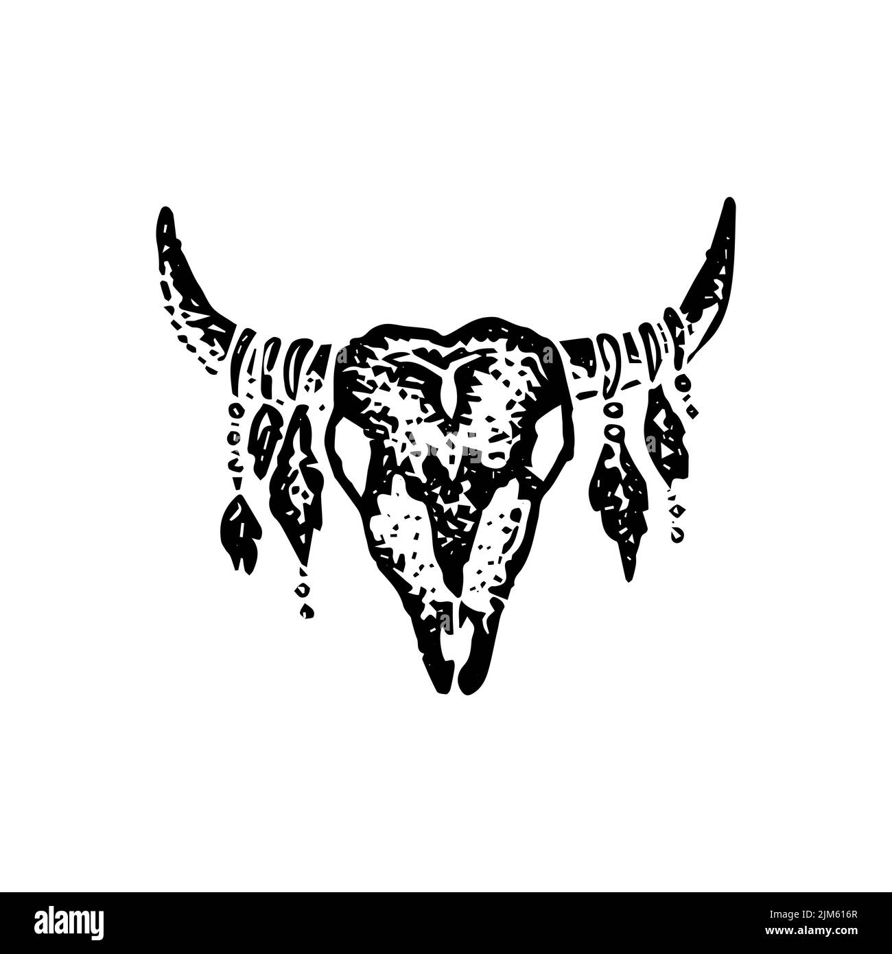 Buffalo Skull Dotwork. Vector Illustration of Hand Drawn Objects Stock ...