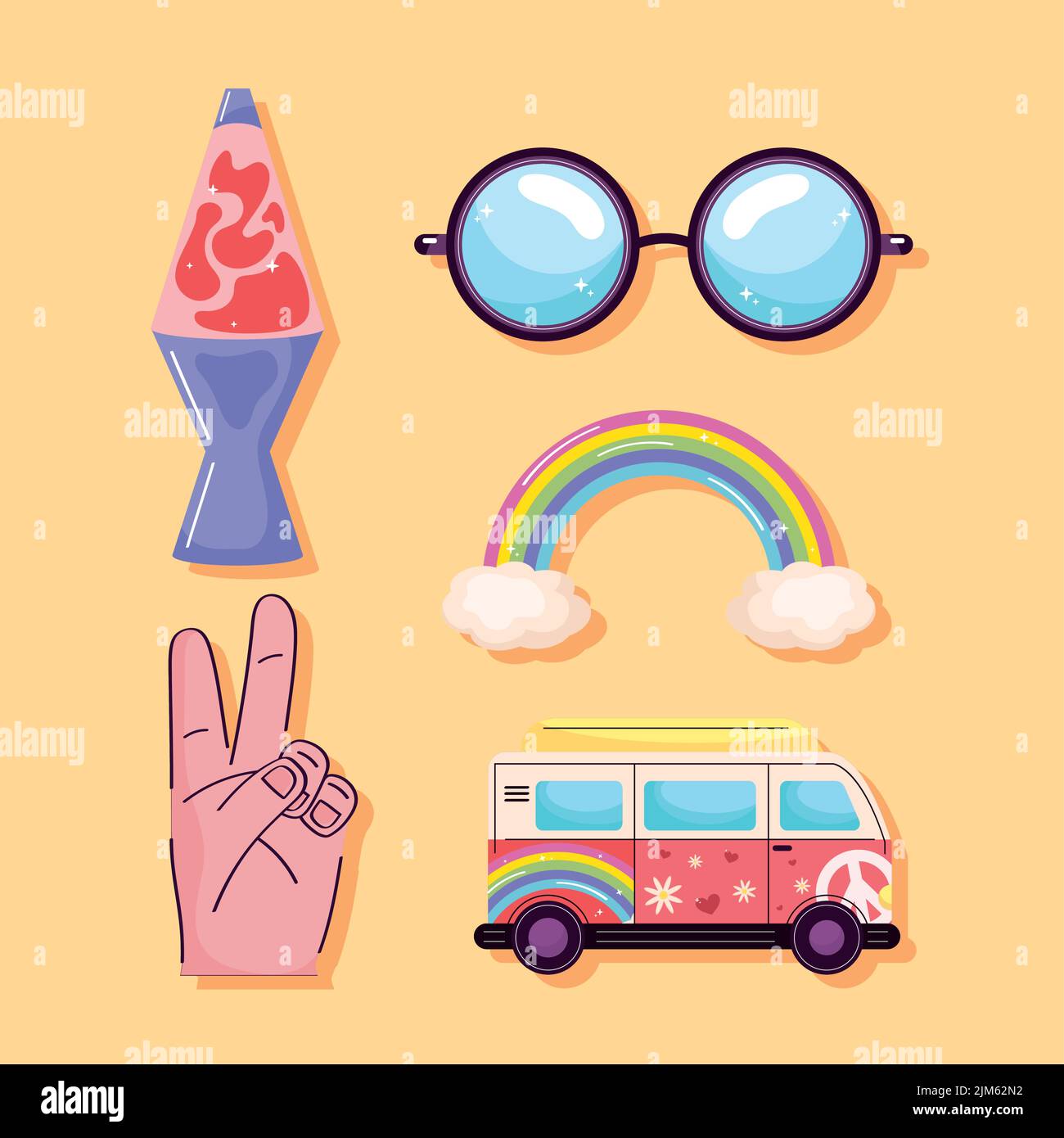 five hippie culture icons Stock Vector Image & Art - Alamy