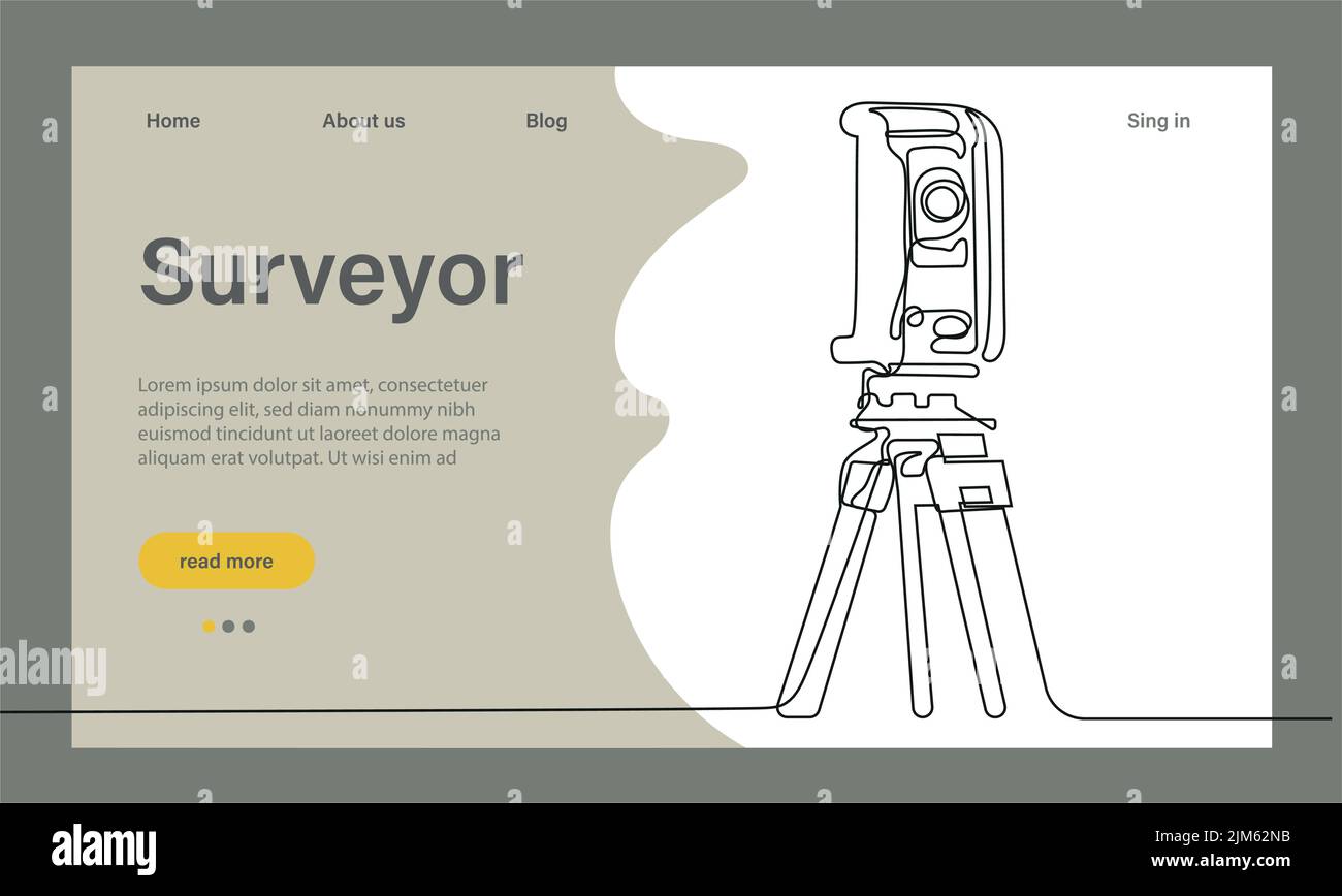 Surveyor web banner or landing page. Land surveying technology, geodesy ...
