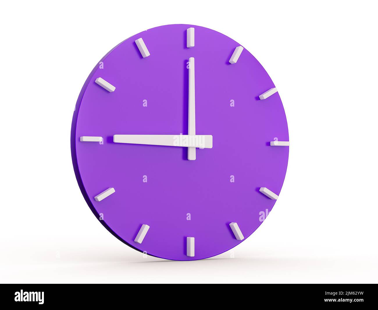 Minimal abstract 3d rendering purple wall clock on white background ...