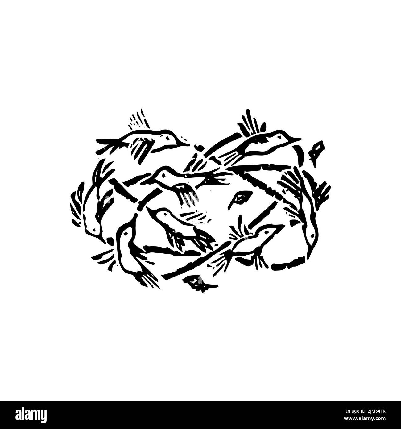 Birds Flying Dotwork. Vector Illustration of Hand Drawn Objects Stock ...