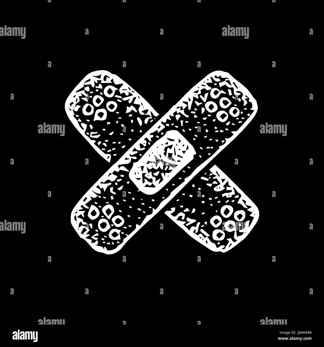 Adhesive Plaster Black Dotwork. Vector Illustration of Hand Drawn ...