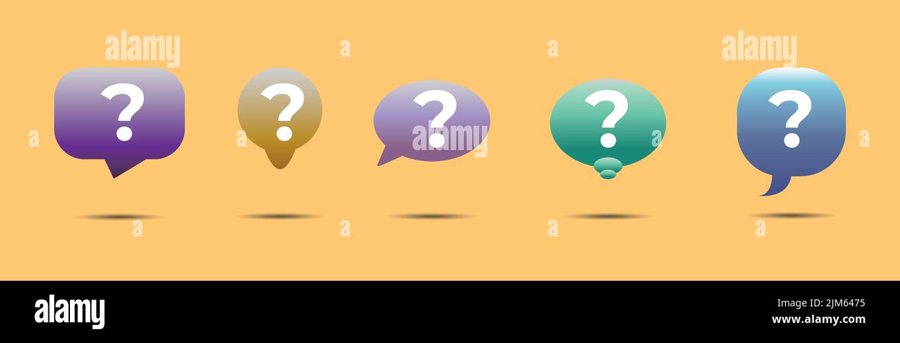 The digital colorful speech bubbles with question marks isolated on ...