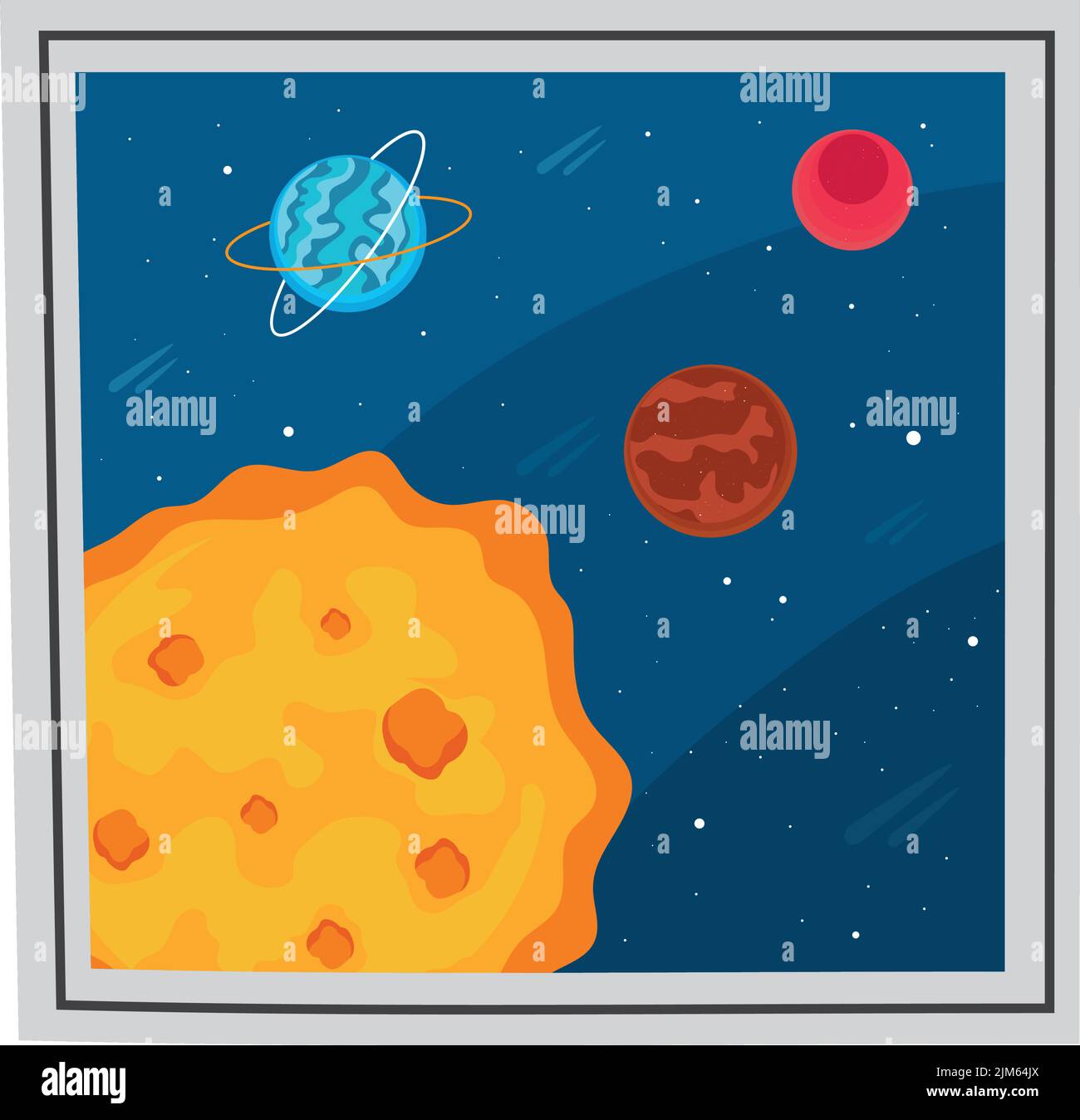 meteorite and planets space sticker Stock Vector Image & Art - Alamy