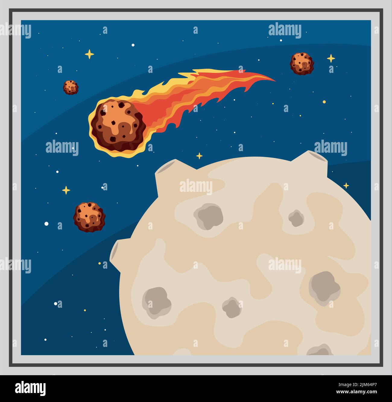 moon and meteorite space sticker Stock Vector Image & Art - Alamy