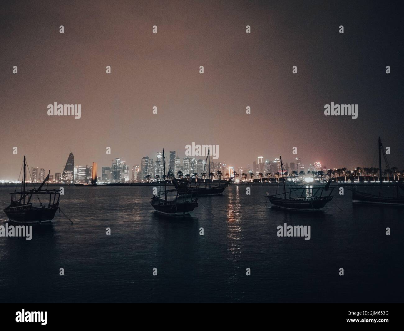 The traditional dhow harbour near the Museum of Islamic Art, Doha ...