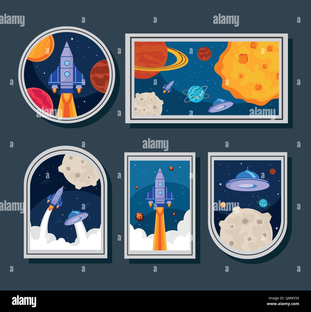 five space retro stickers Stock Vector Image & Art - Alamy